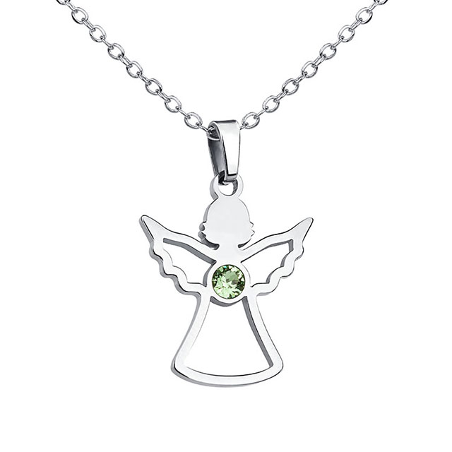 Wholesale Birthstone Angel Necklace for Women Stainless Steel Angel ...